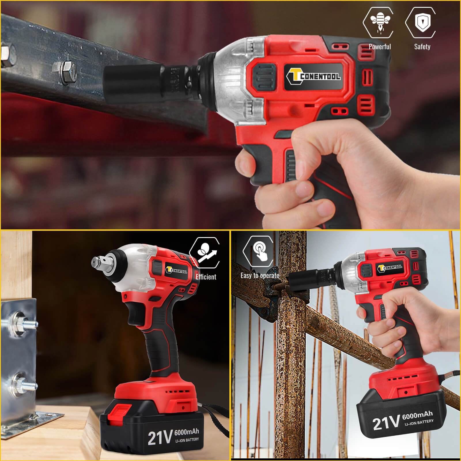 21V Cordless Impact Wrench, 6000mah Powerful Brushless Motor | CONENTO ...